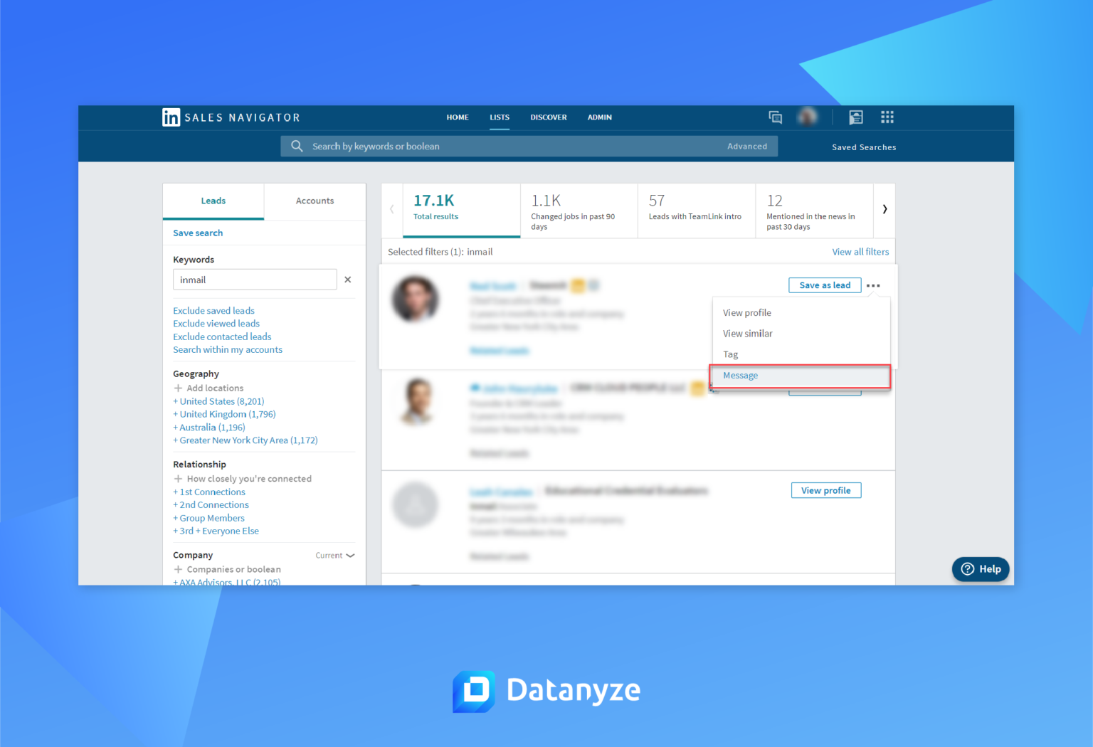 13 Linkedin Sales Navigator Features You Arent Using Yet Blog Datanyze Find Business